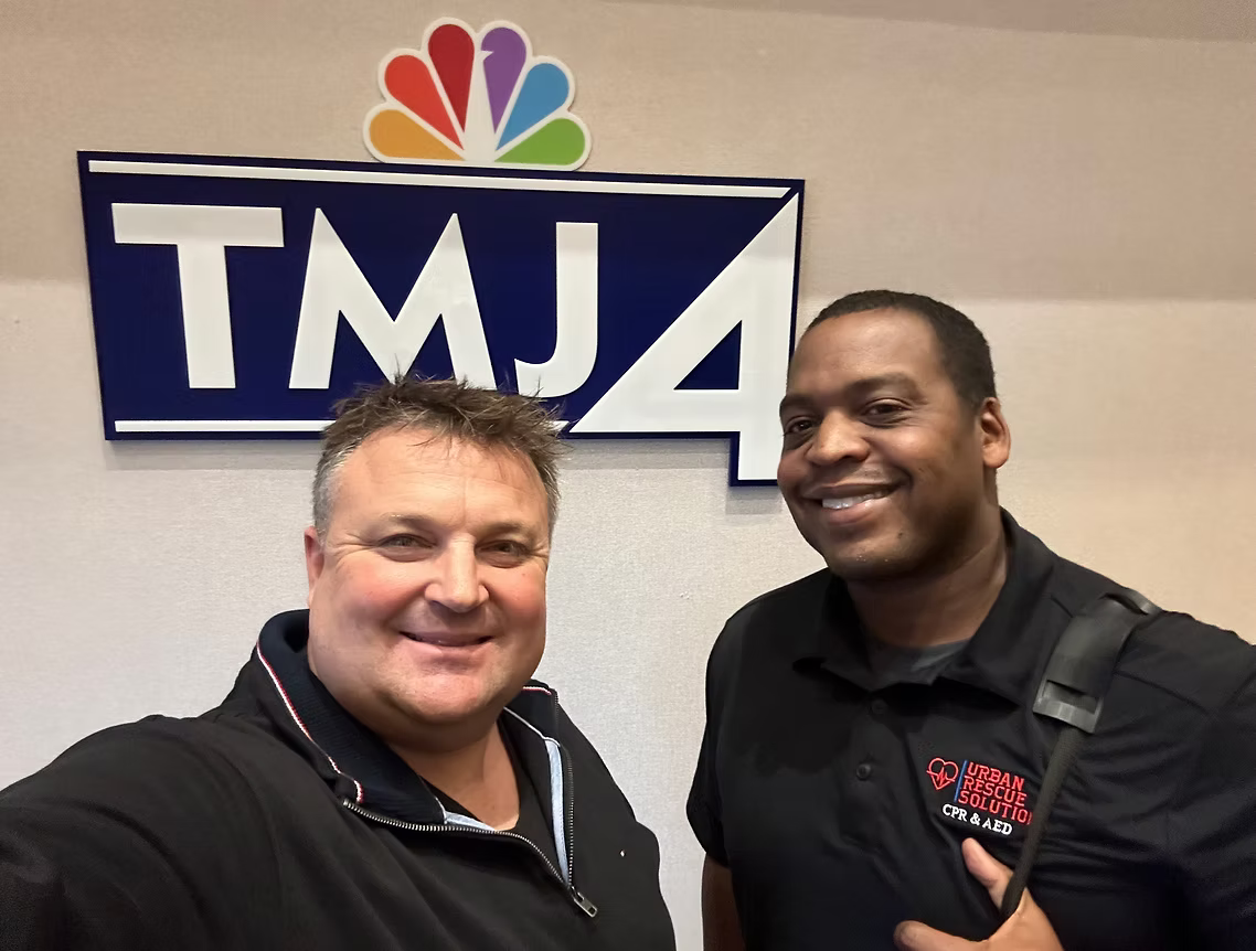 Urban Rescue Solutions CPR and AED In the News. Scott and Zeke demonst